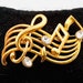 Stylized Musical Notes Clef & Clear Rhinestone Figural Brooch Vintage ...