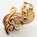 Stylized Musical Notes Clef & Clear Rhinestone Figural Brooch Vintage ...