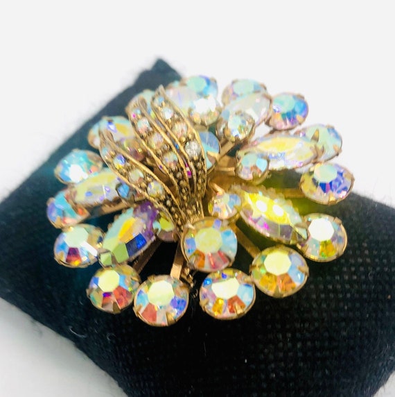 Large Layered AB Rhinestone Brooch Overlays 2 1/8 inc… - Gem