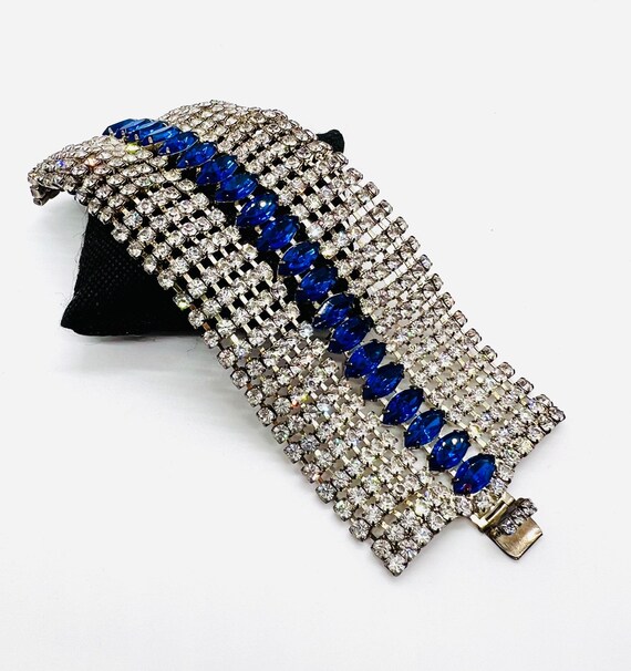 Wide 13 Row Royal Blue & Clear Sparkling Rhinestone B… - Gem
