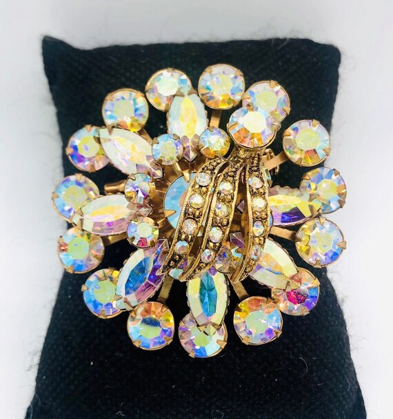 Large Layered AB Rhinestone Brooch Overlays 2 1/8 inc… - Gem