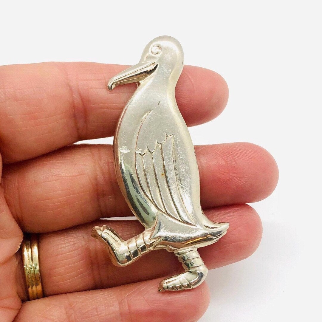 Vintage Sterling Silver Pelican Brooch: Detailed Animal Jewelry - Etsy
