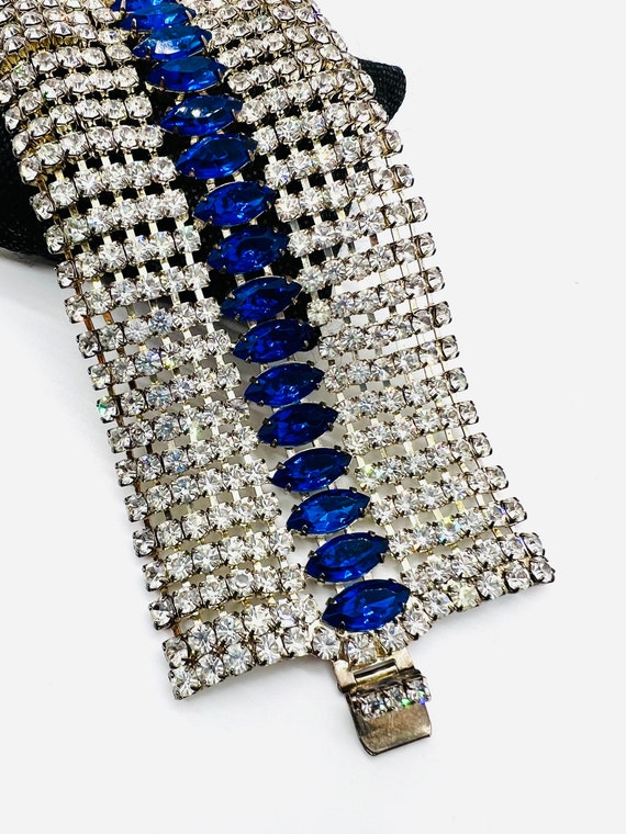 Wide 13 Row Royal Blue & Clear Sparkling Rhinestone B… - Gem