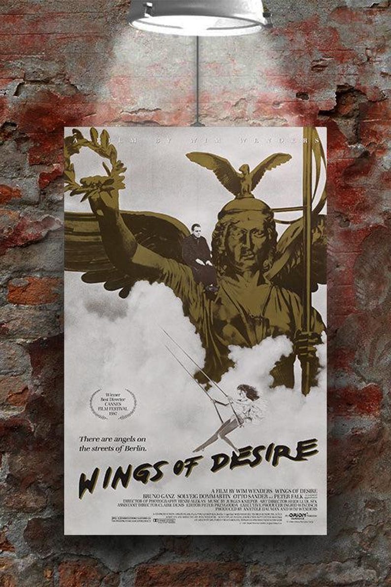 Wings of Desire Bruno Ganz | Classic Film Poster | Wim Wenders Movie Art | Cinematic Wall Decor ...
