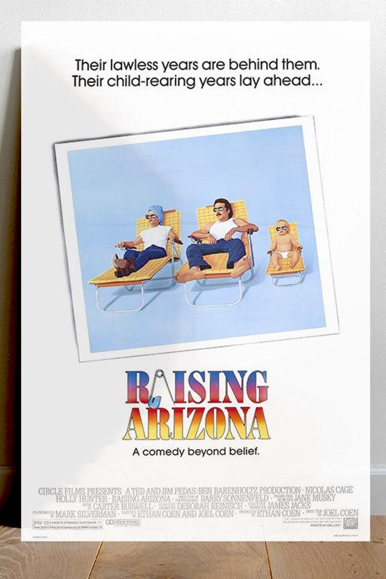 Raising Arizona Nicolas Cage Poster | Coen Brothers Movie Print | Retro ...