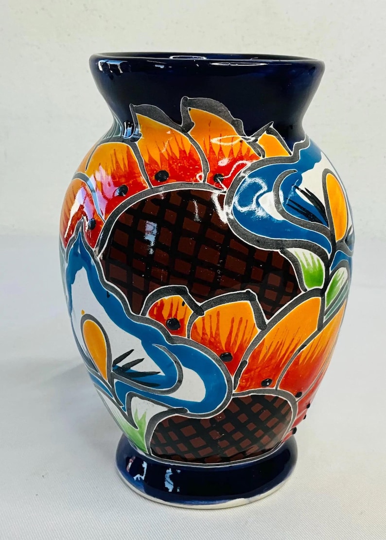 Handmade Talavera Vase: Colorful Mexican Ceramic Decor - Etsy