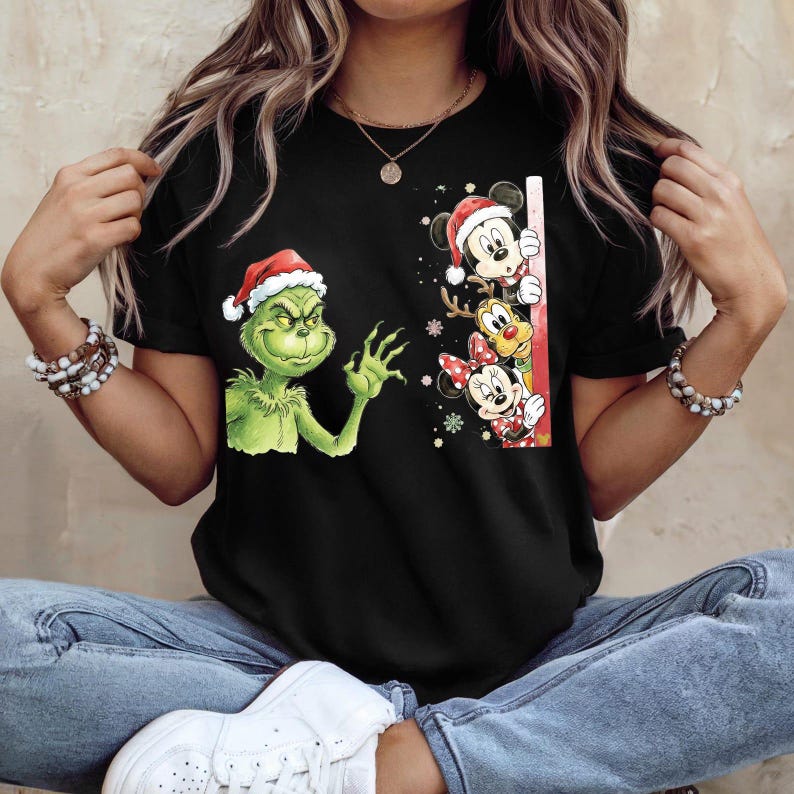 Grinch Spying on Mickey Christmas SVG PNG Bundle | Funny Holiday T ...