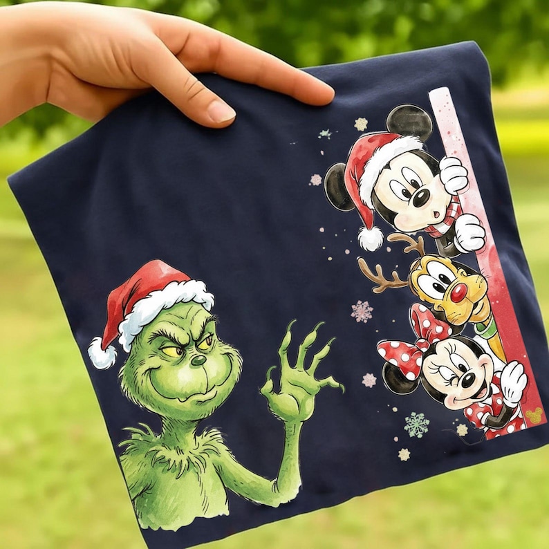 Grinch Spying on Mickey Christmas SVG PNG Bundle | Funny Holiday T ...