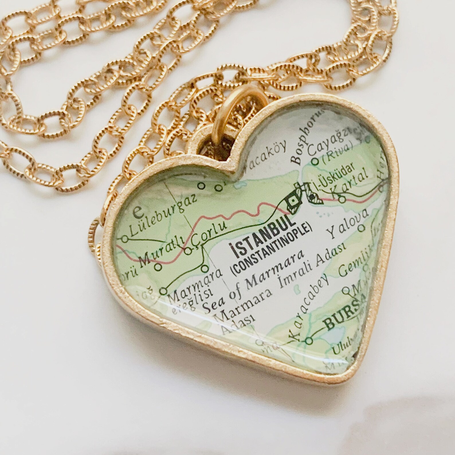 Map Charm Necklace of Istanbul Constantinople Turkey - Etsy