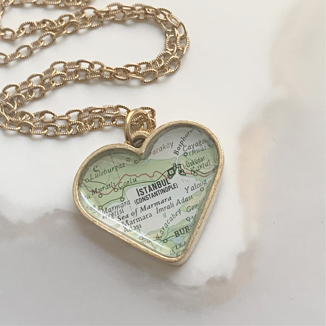 Map Charm Necklace of Istanbul Constantinople Turkey - Etsy