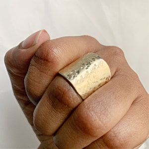 Modern Short Hammer Textured Brass Ring - Etsy