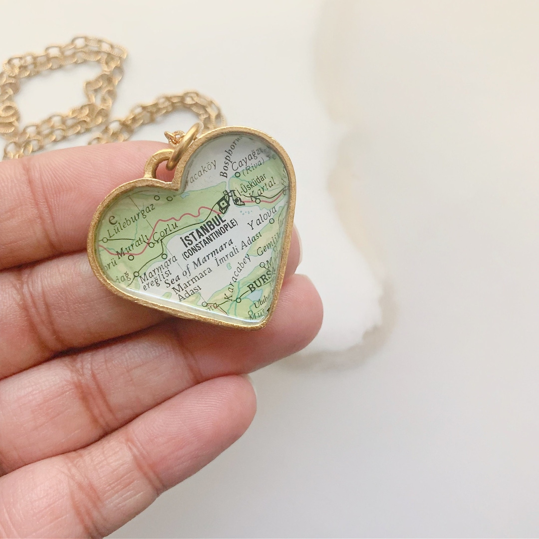 Map Charm Necklace of Istanbul Constantinople Turkey - Etsy