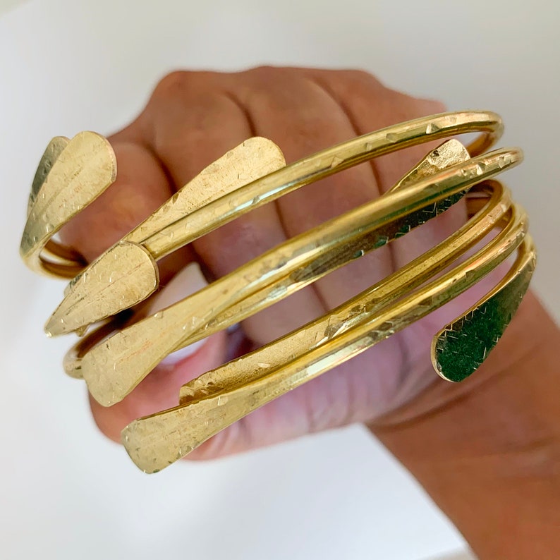Yellow Brass Bangle Bracelets Set of 5 - Etsy