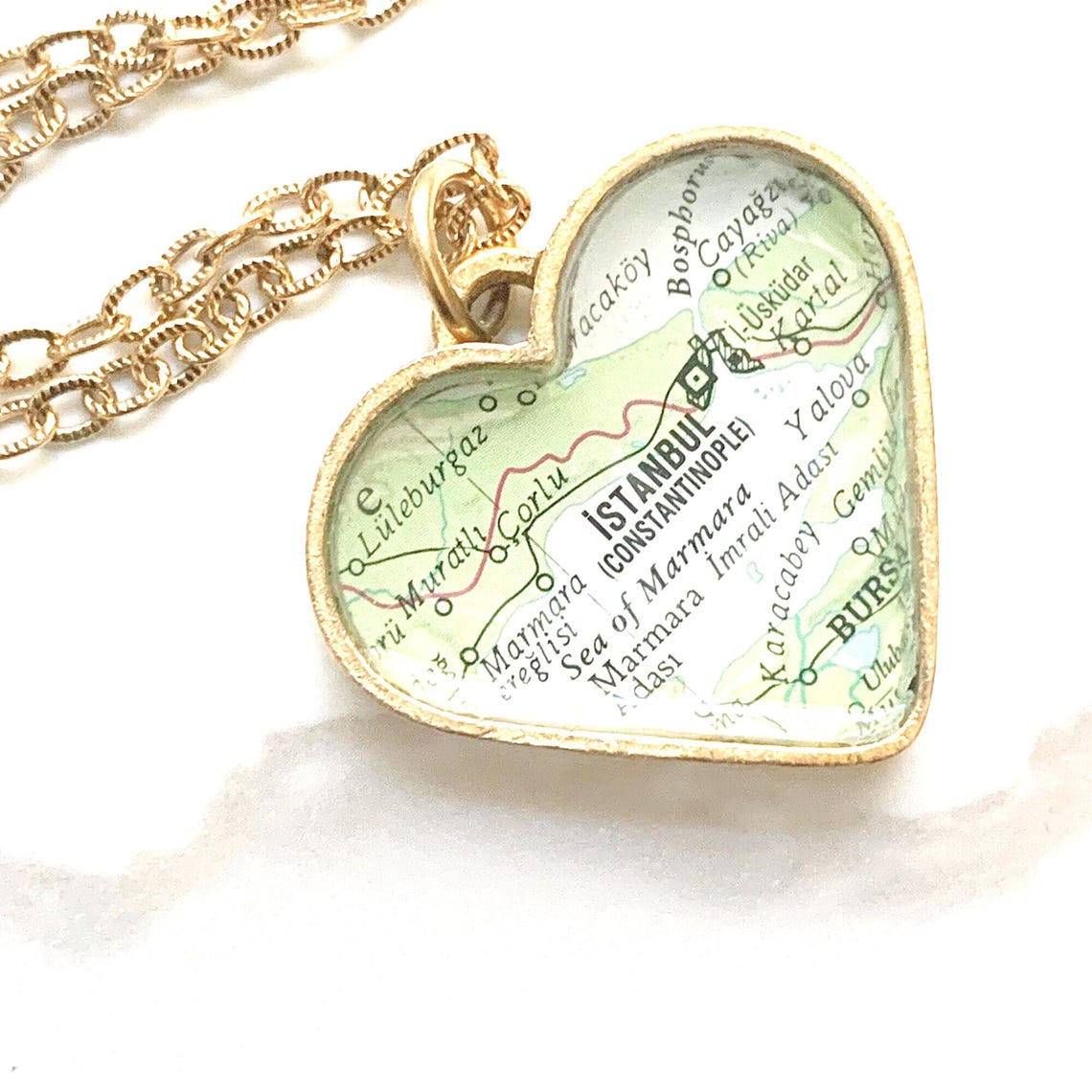 Map Charm Necklace of Istanbul Constantinople Turkey - Etsy