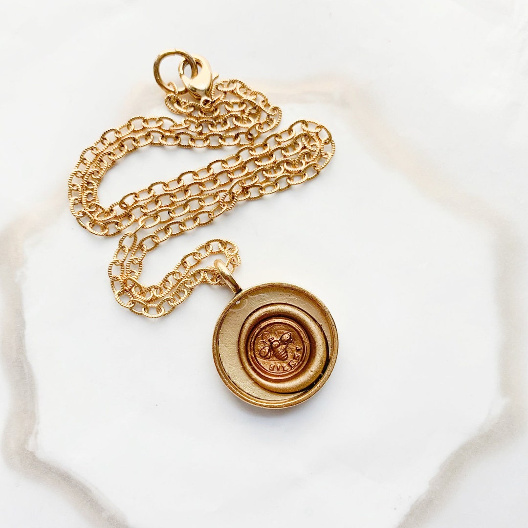 Bee Silent Wax Seal Impression Pendant Necklace - Etsy