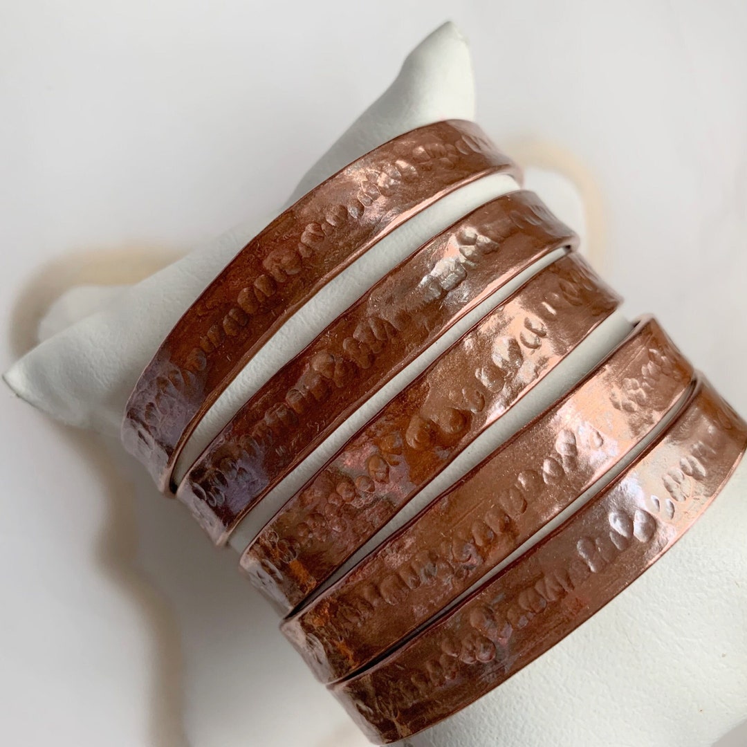 Rustic Dark Copper Cuff Bracelets Set of 5, Textured and Adjustable - Etsy