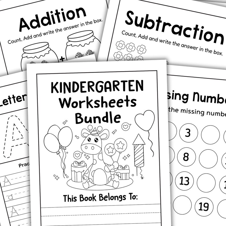 Kindergarten Worksheets Bundle: 200+ Printable Learning Activities (PDF ...