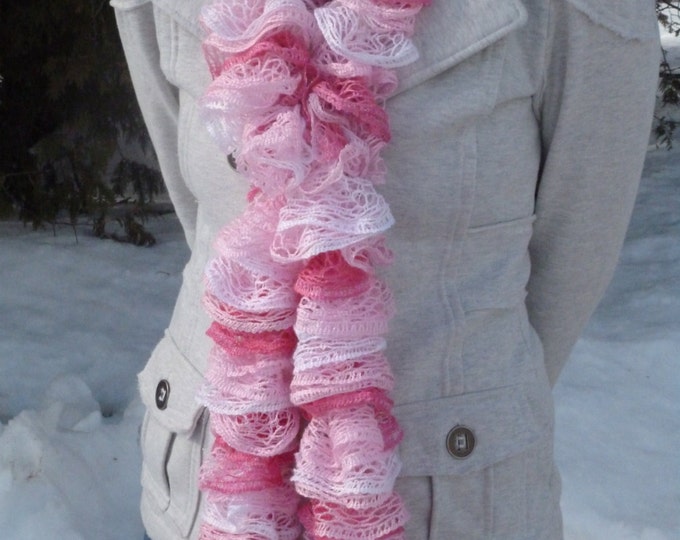513AJF Handmade Pink and White Sachet Scarf - Etsy