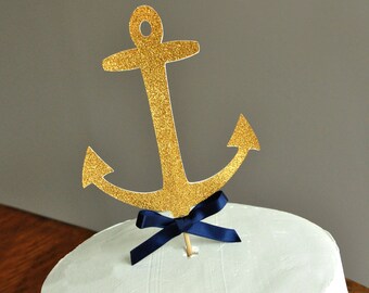 Gold Anchor Cake Topper | Etsy
