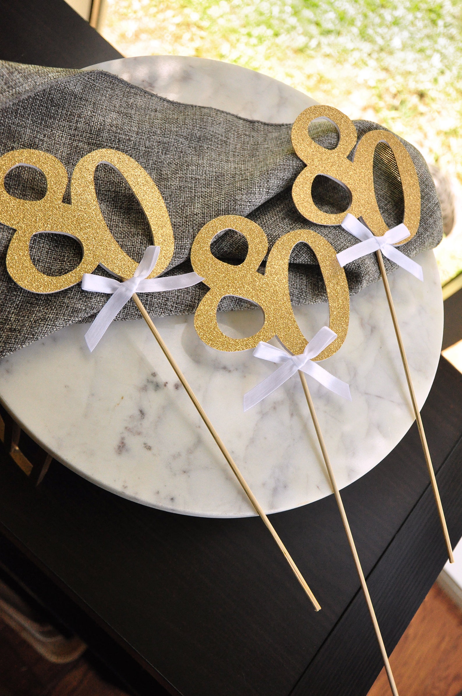 80th Birthday Centerpieces 1 Set Of 3 Centerpieces 80 Party Etsy