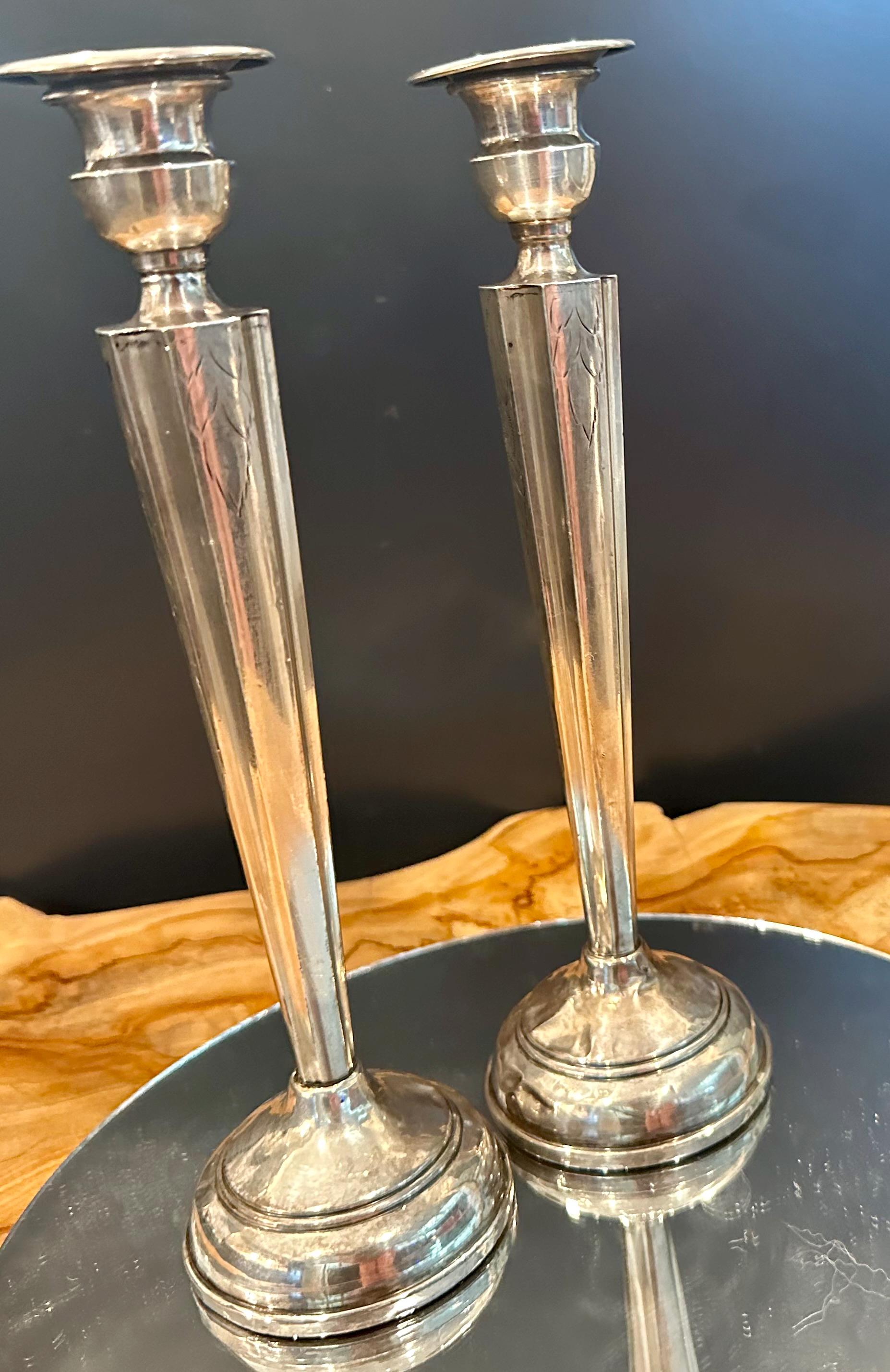 Vintage Sterling Silver Weighted Pair of Engraved Candlesticks - Etsy