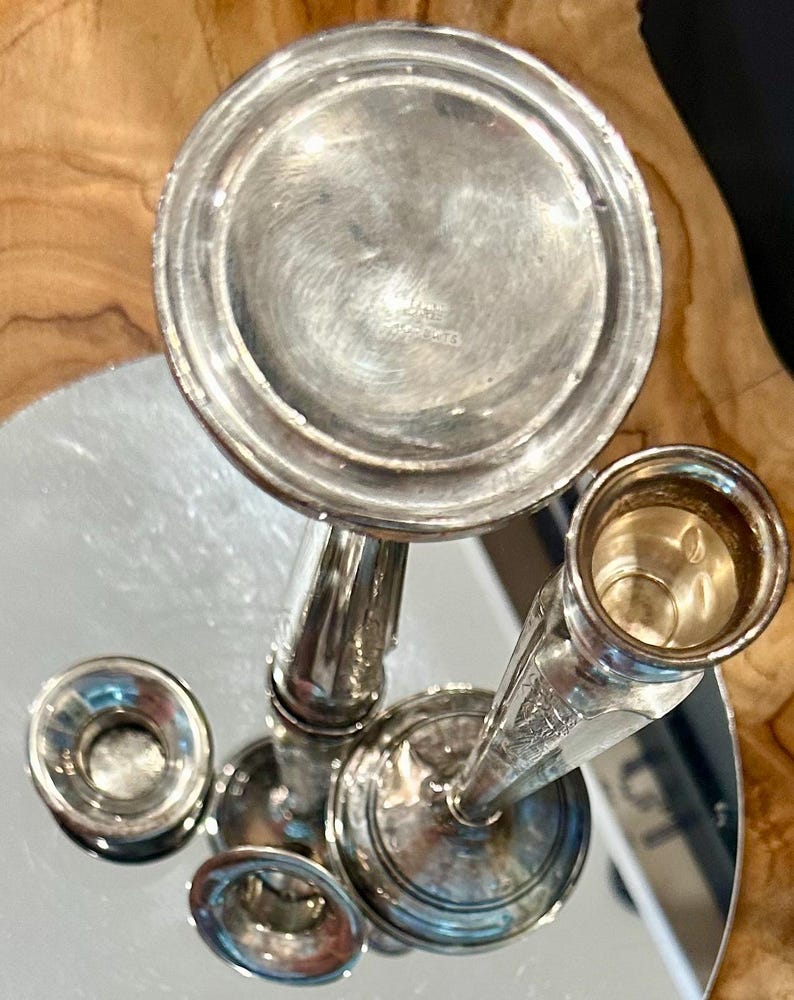 Vintage Sterling Silver Weighted Pair of Engraved Candlesticks - Etsy
