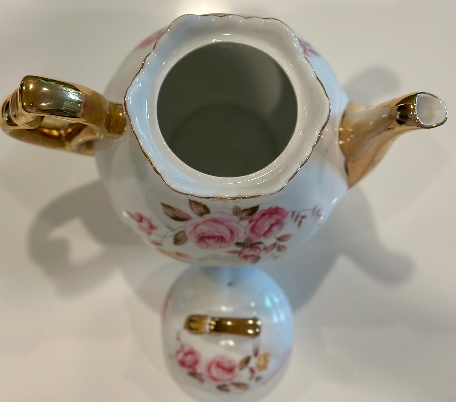 Vintage LEFTON China Hand Painted Pink Roses With Gold Handle and Spout ...