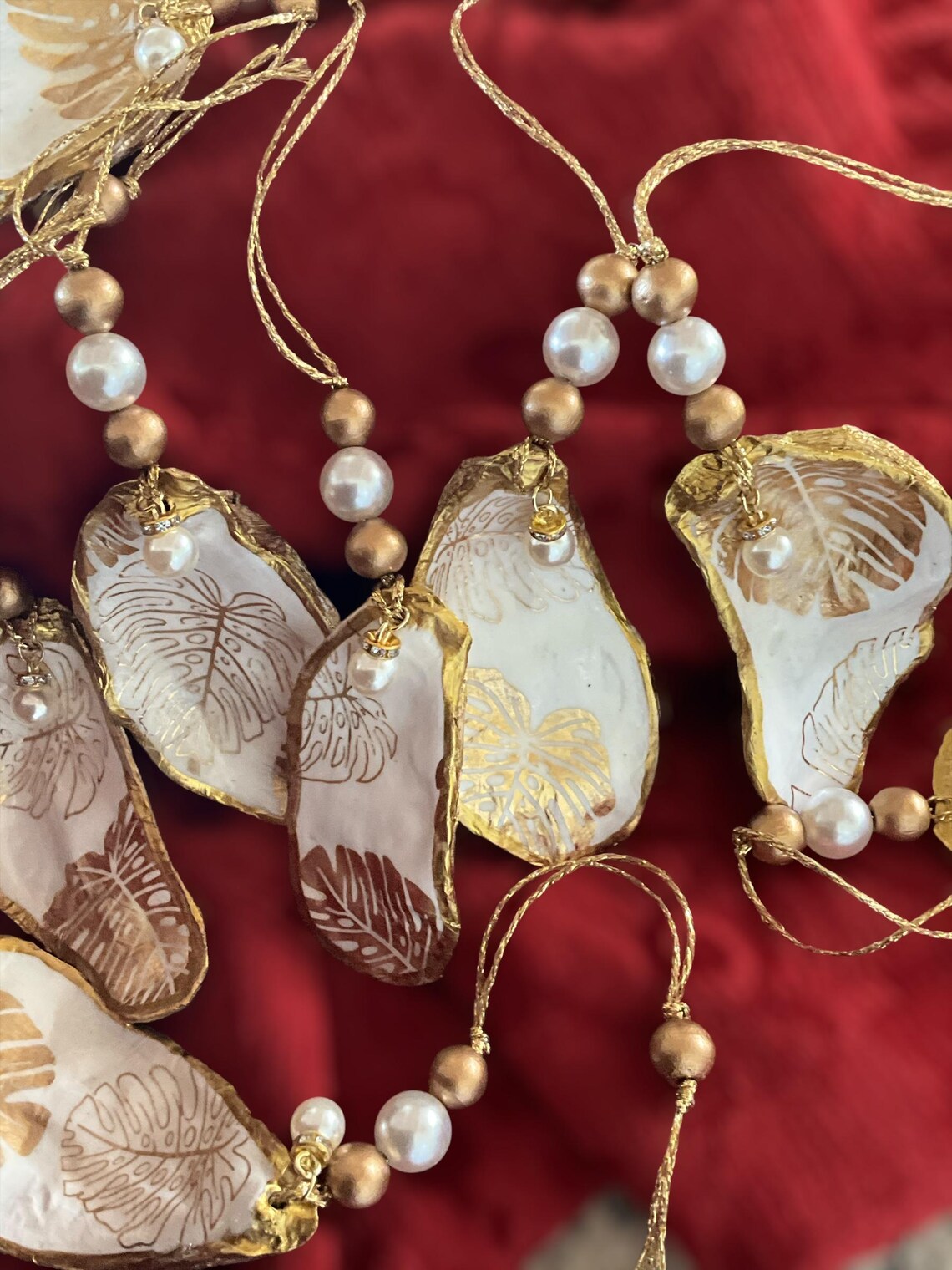 Monstera Oyster Shell Christmas Ornament: Gold Painted Coastal Decor - Etsy