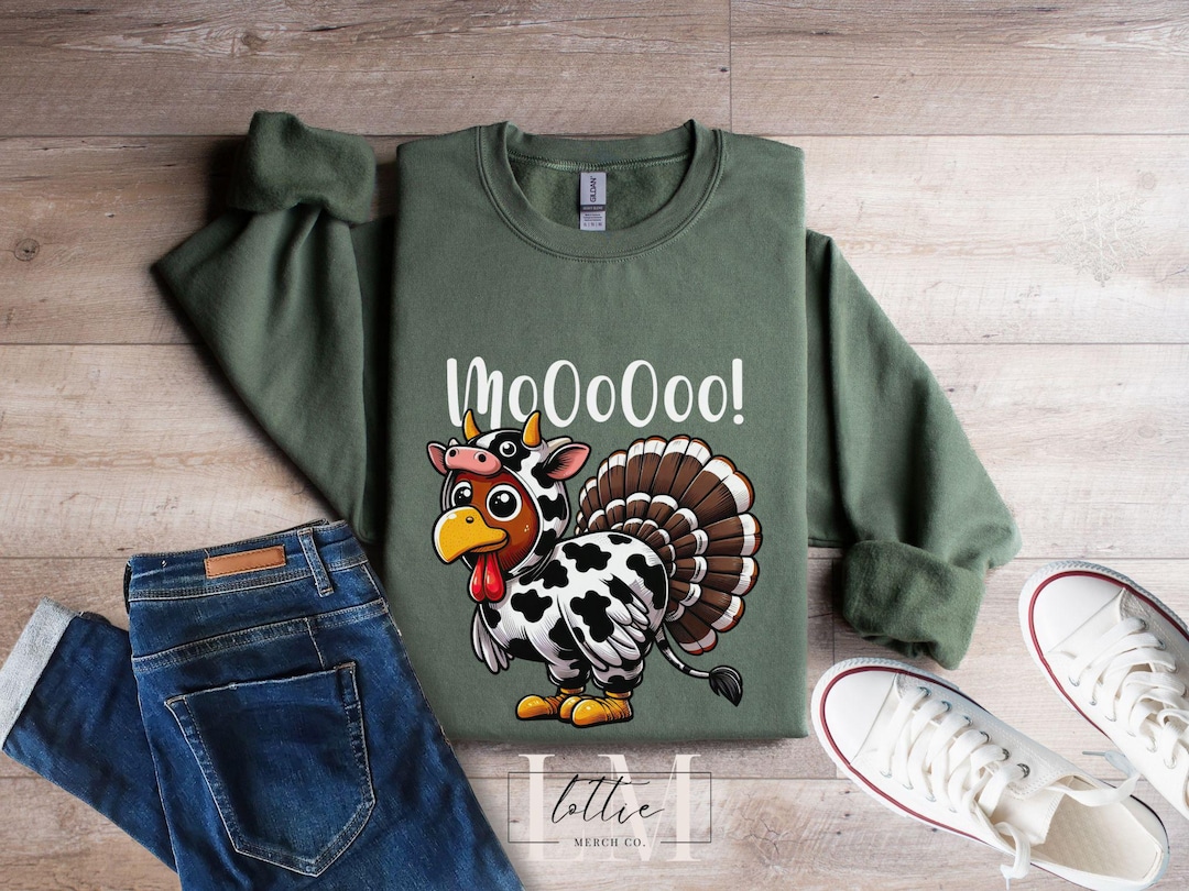 Turkey Sweater, Turkey Dressed as a Cow Sweatshirt, Funny Turkey T ...