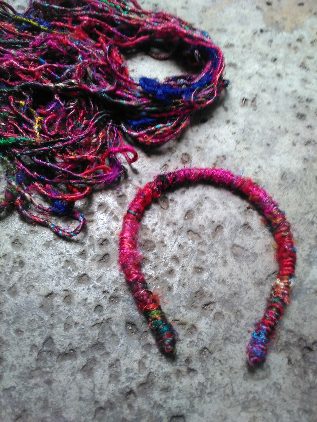 Colorful Art Yarn Wrapped Metal Headband, Boho, Bohemian, Unique Hair ...