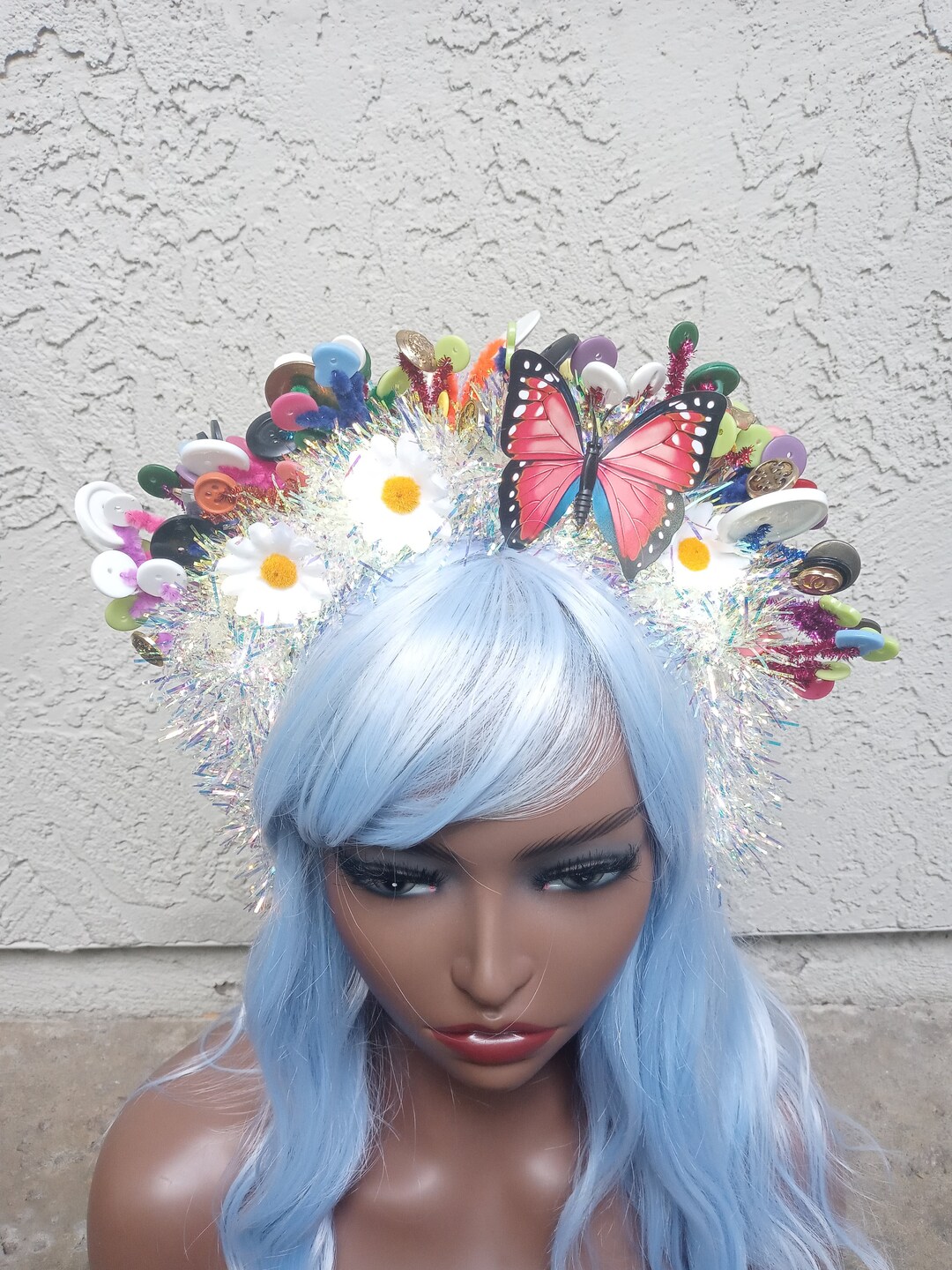 Quirky Buttons, Tinsel and Pipe Cleaner Headband, Silly, Colorful ...