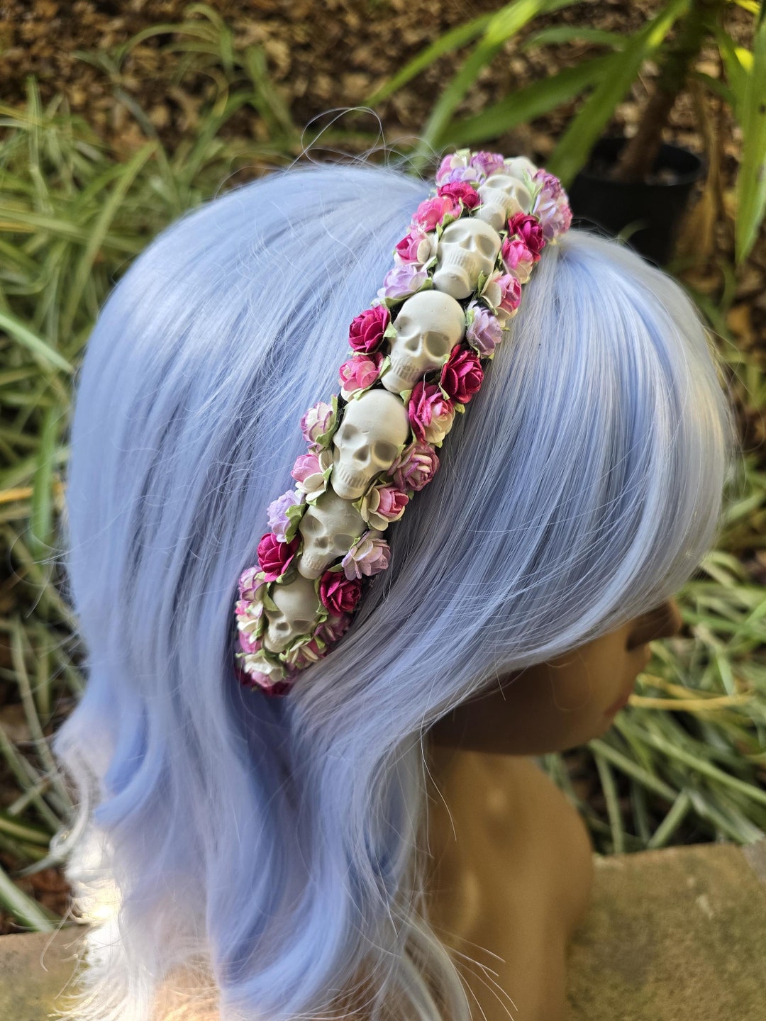 Gothic Skull Headband Floral Skull Crown Halloween Skull Hair Accessory ...