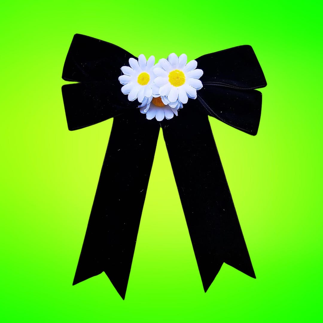 Black Hair Bow Velvet Ribbon Clip Accessories for Women Unique ...