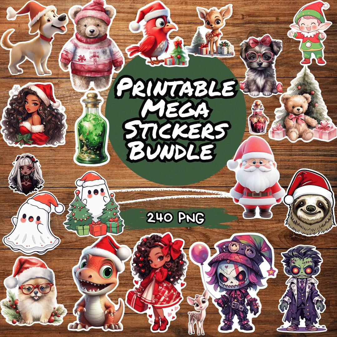 Mega Sticker Bundle – 240 Printable PNG Stickers 300 DPI | Journal ...