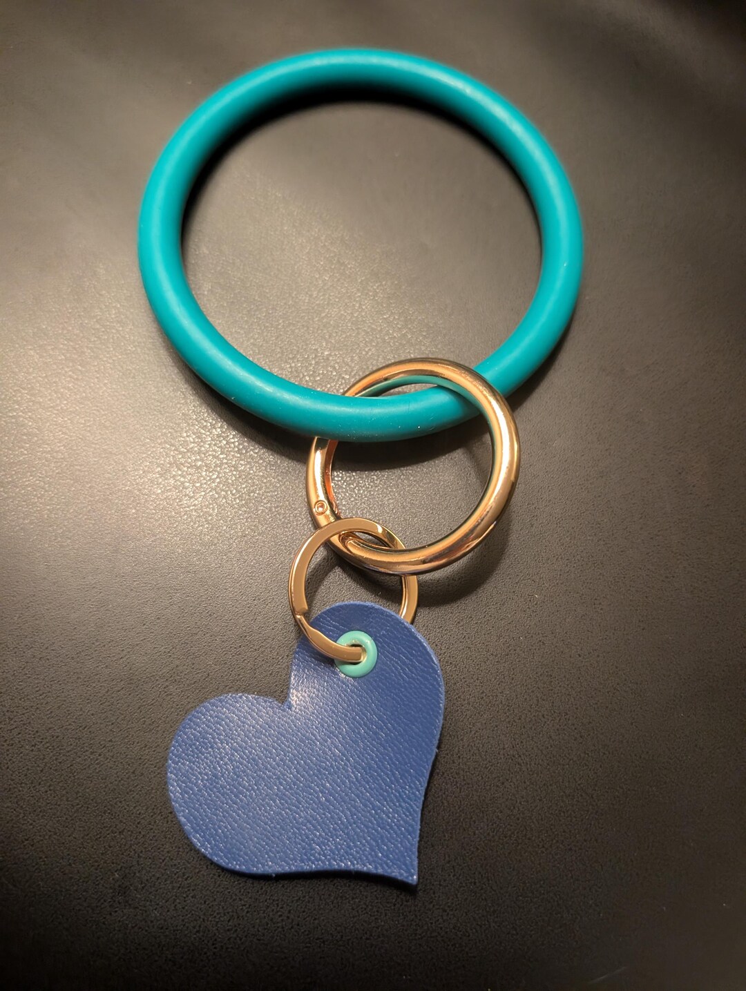 Blue Heart With Teal Eyelet Keychain on Teal Bracelet - Etsy