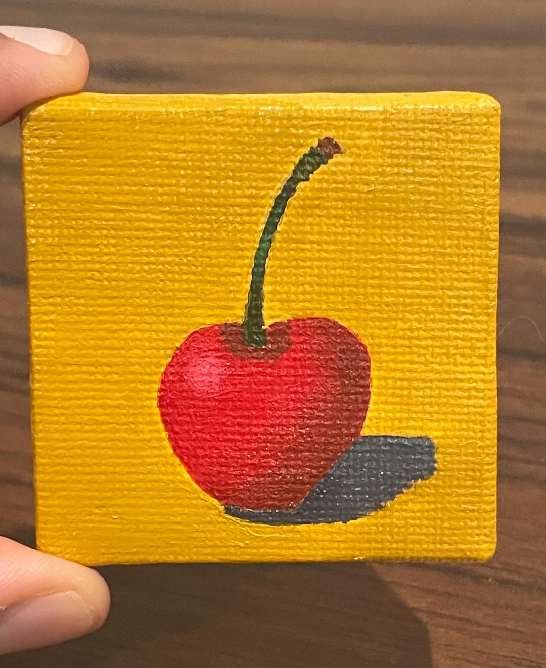 Mini Painting Cherry 2x2 Original Handmade Acrylic Canvas Art With ...