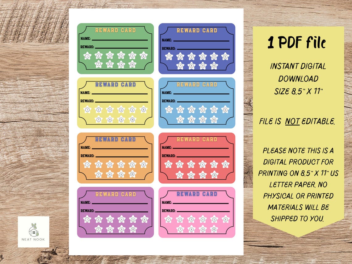 Printable Punch Cards | Incentive Reward for Students | Back to School ...