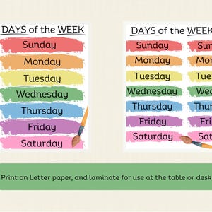 Days of the Week Wall Art Printable | Educational Learning Poster ...