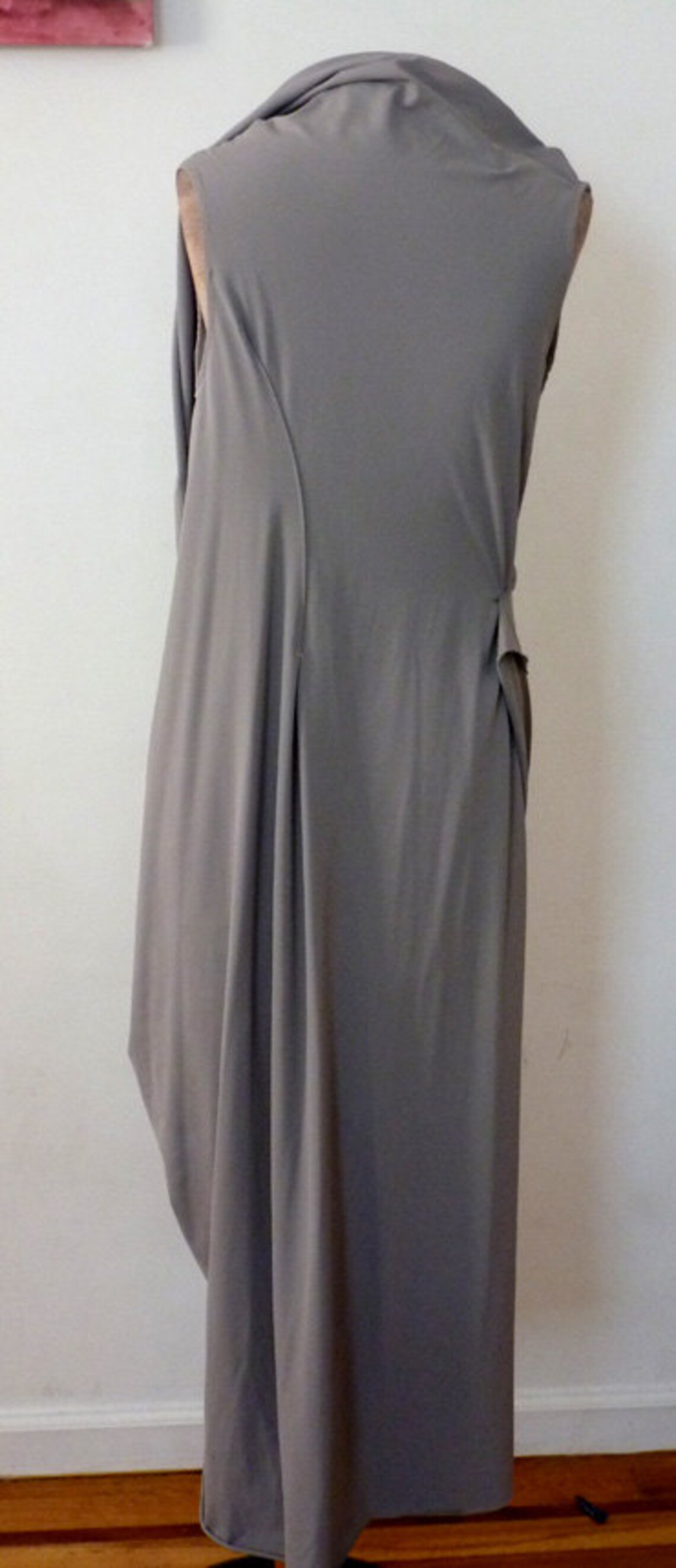 Drape Silver Gray Spandex Fabric Dressone piece dressfaux | Etsy