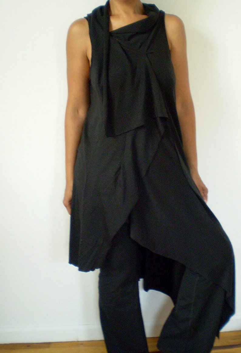 Long Black Asymmetrical Tunic/ Top With Long Hem on One Side/ - Etsy