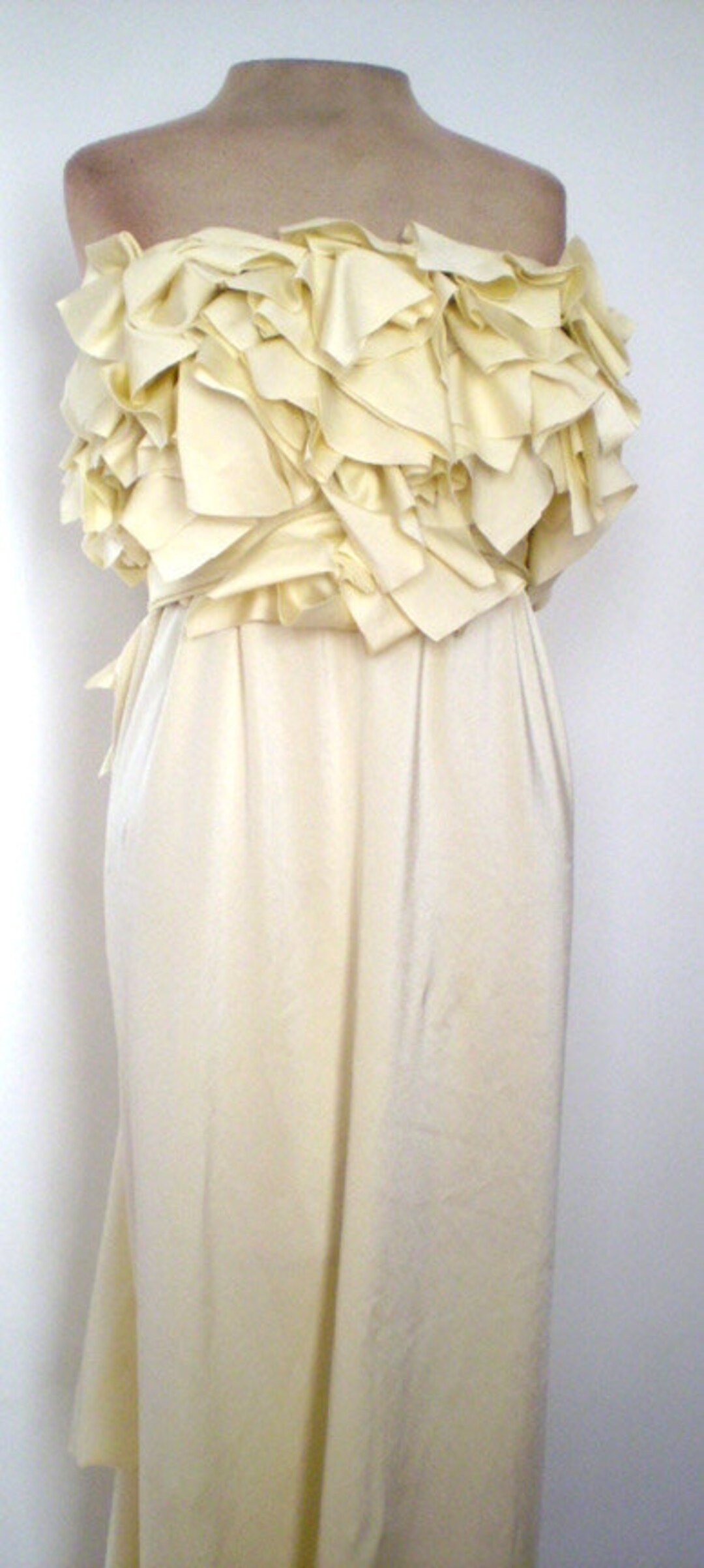 Ivory Empire Wedding Dress With Ruffles/fabric Drapes to Create a Trail ...