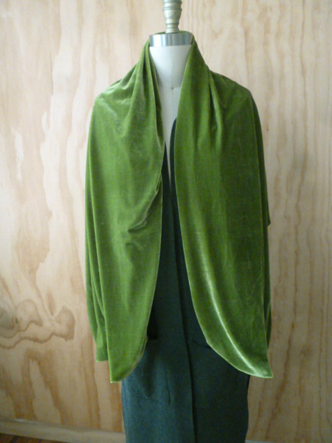 Bright Olive/kiwi Color Long Velvet Shawl by Cheryl - Etsy