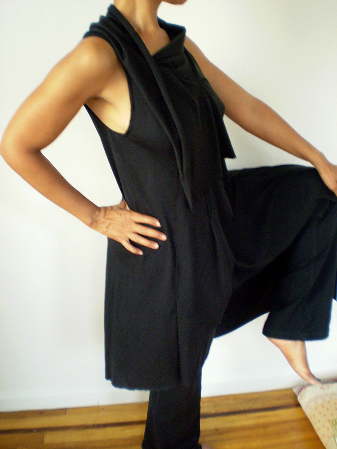Long Black Asymmetrical Tunic/ Top With Long Hem on One Side/ - Etsy