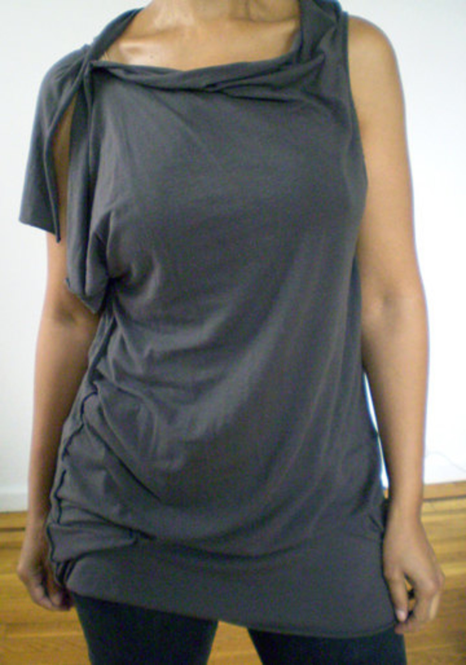 Long Black Asymmetrical Tunic/ Top With Long Hem on One Side/ - Etsy