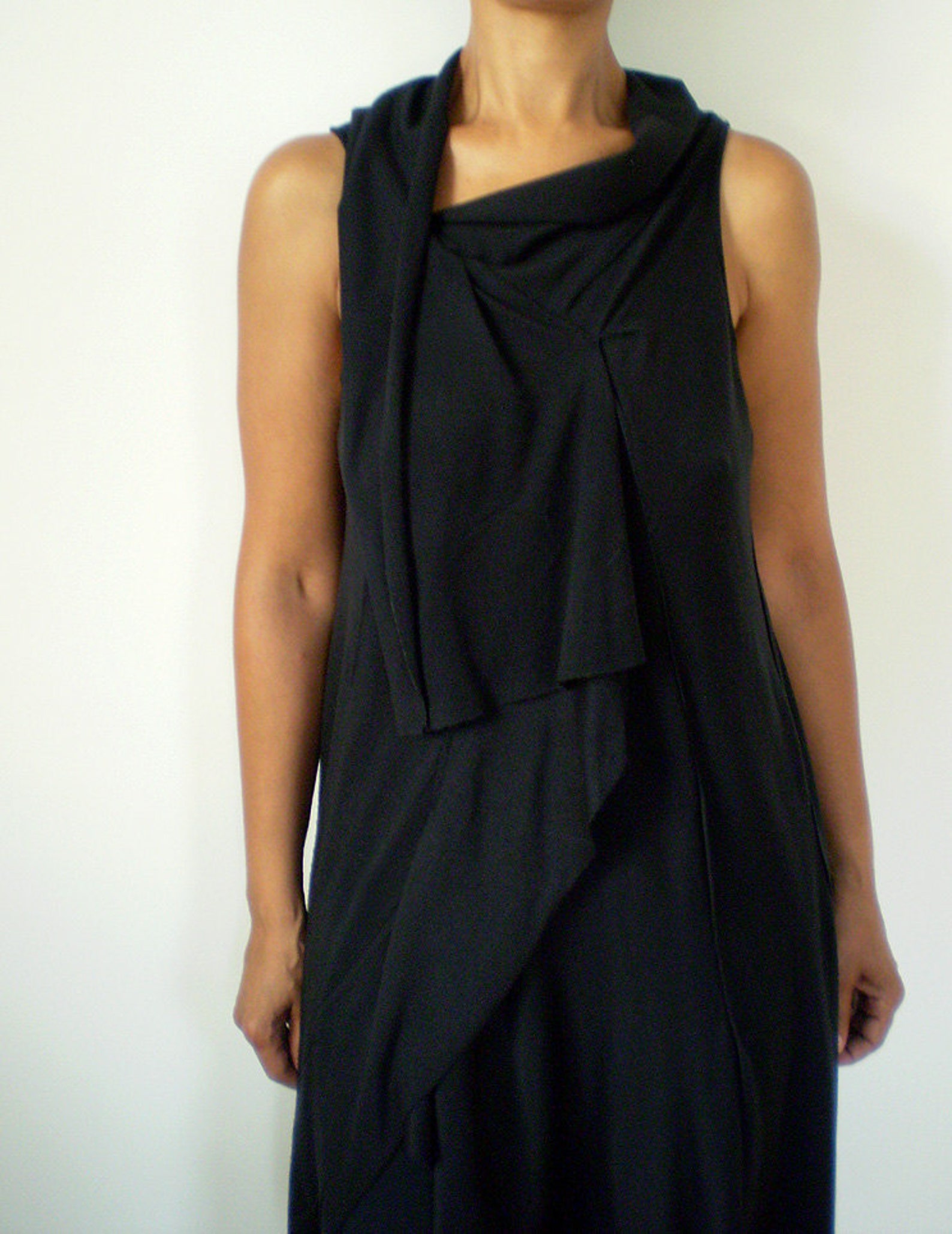Long Black Asymmetrical Tunic/ Top With Long Hem on One Side/ - Etsy