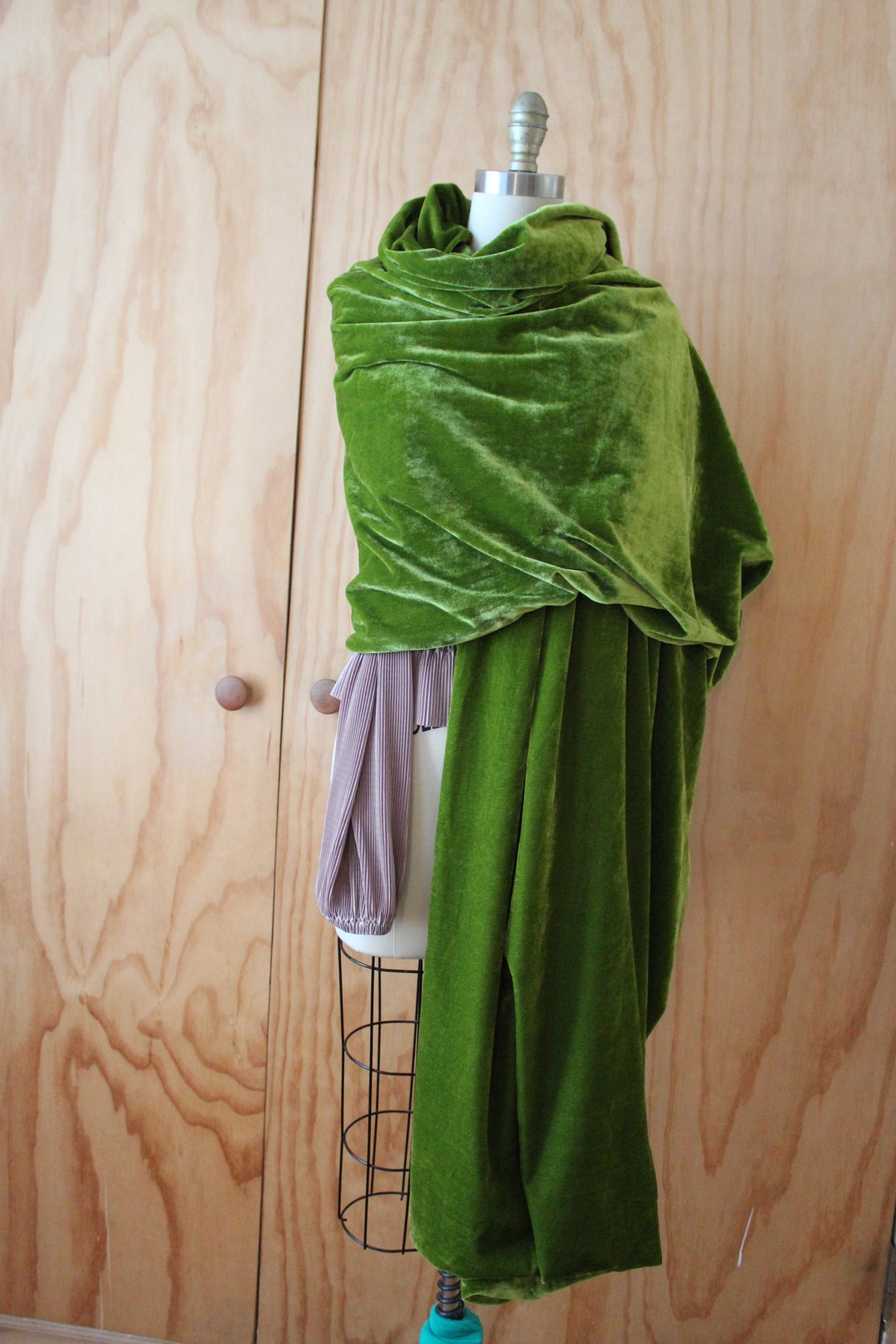 Bright Olive/kiwi Color Long Velvet Shawl by Cheryl Johnston/pea Green ...