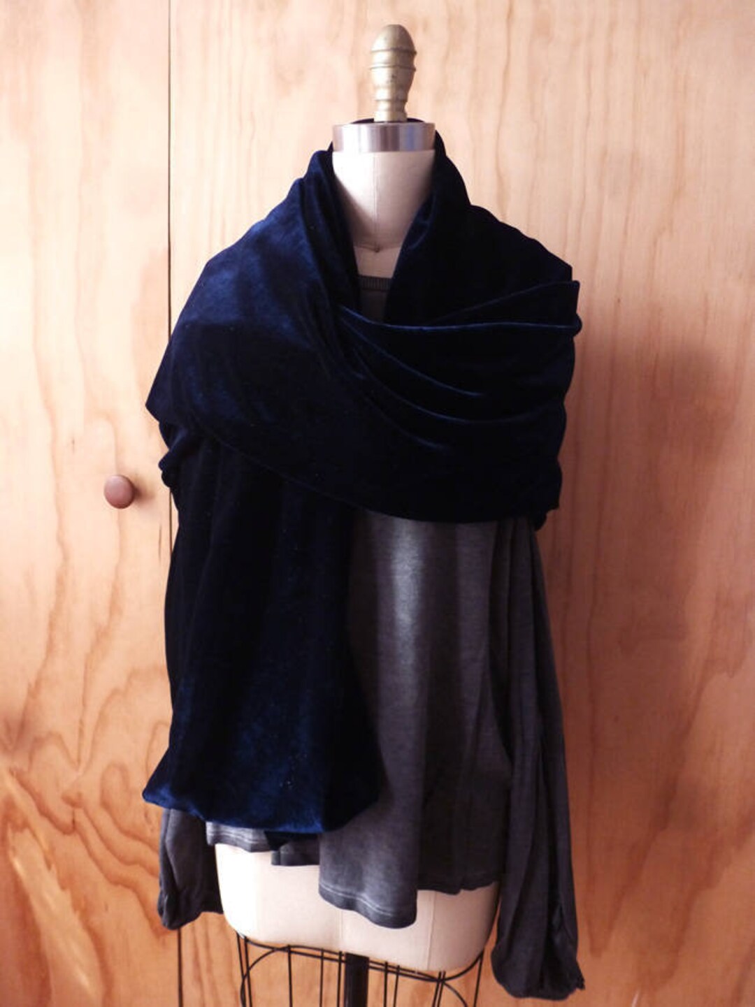 Navy Velvet /dark Blue Shawl Long Wrap Around 3 Sizes Availale in Drop ...