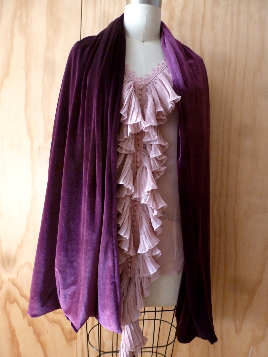 Deep Purple Velvet Shawl/jewel Tone/gorgeous Wrap Around/ Free Shipping ...