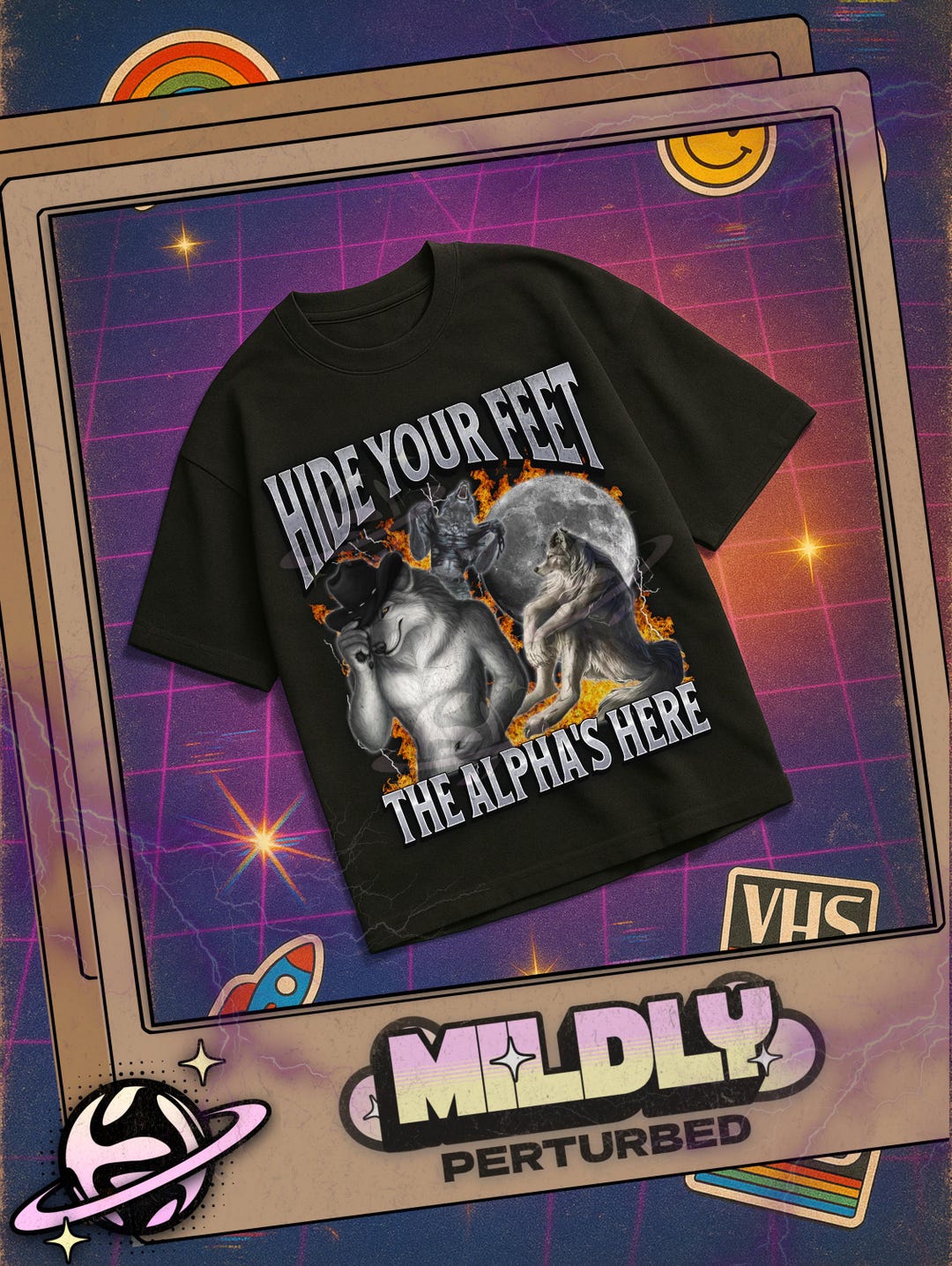 Hide Your Feet the Alpha is Here Funny Werewolf Meme Bootleg Graphic T ...