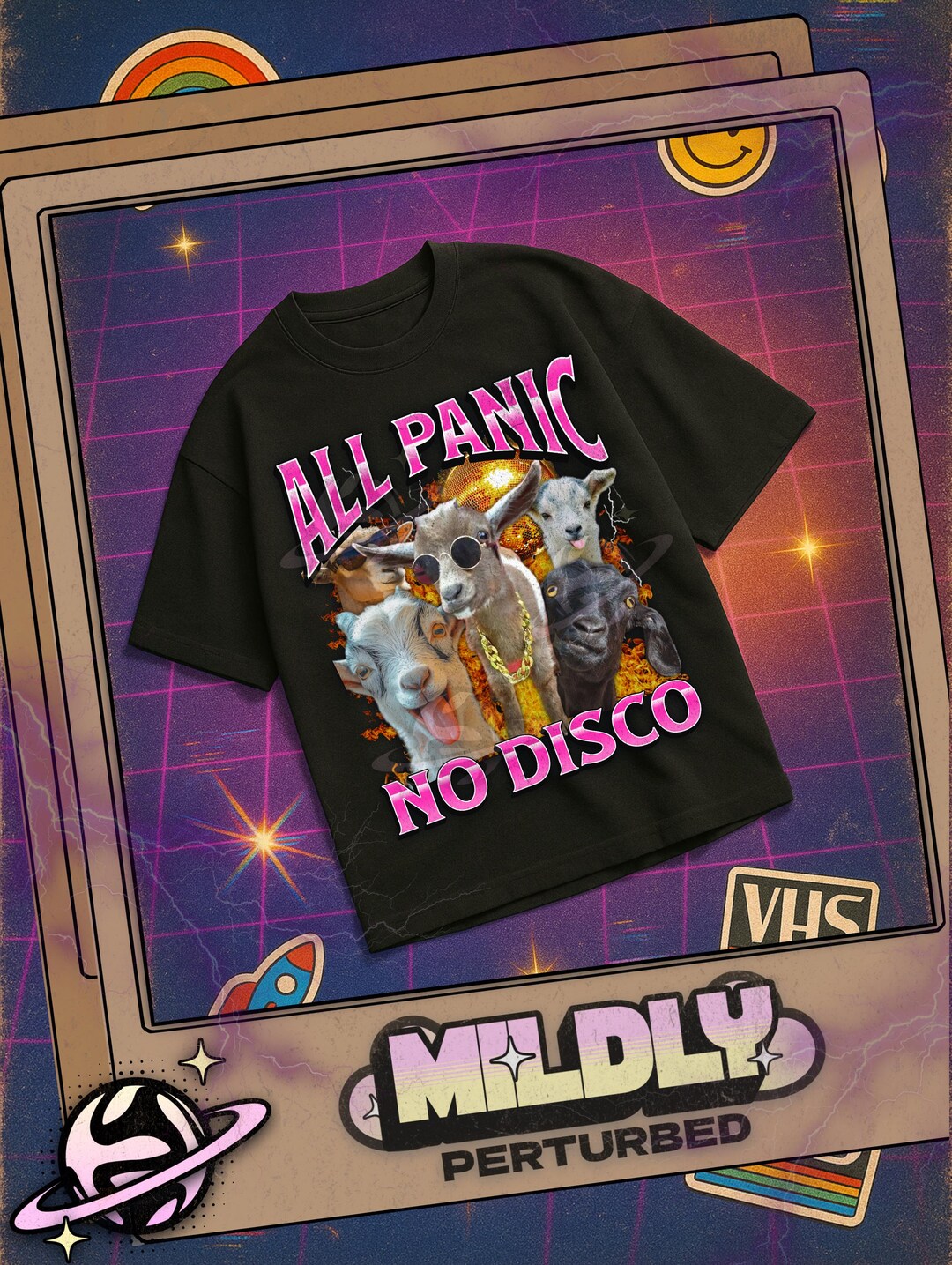 All Panic No Disco Funny Goat Meme Bootleg Graphic T Shirt, Unhinged ...